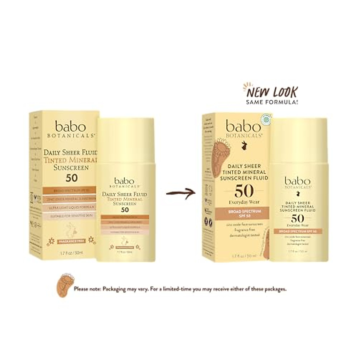 Babo Botanicals Daily Sheer Tinted Mineral Sunscreen Fluid SPF50 - Natural Zinc Oxide - Passion Fruit Oil - Golden-Hued Tint - Fragrance Free - Ultra-Lightweight - For Face - For all ages