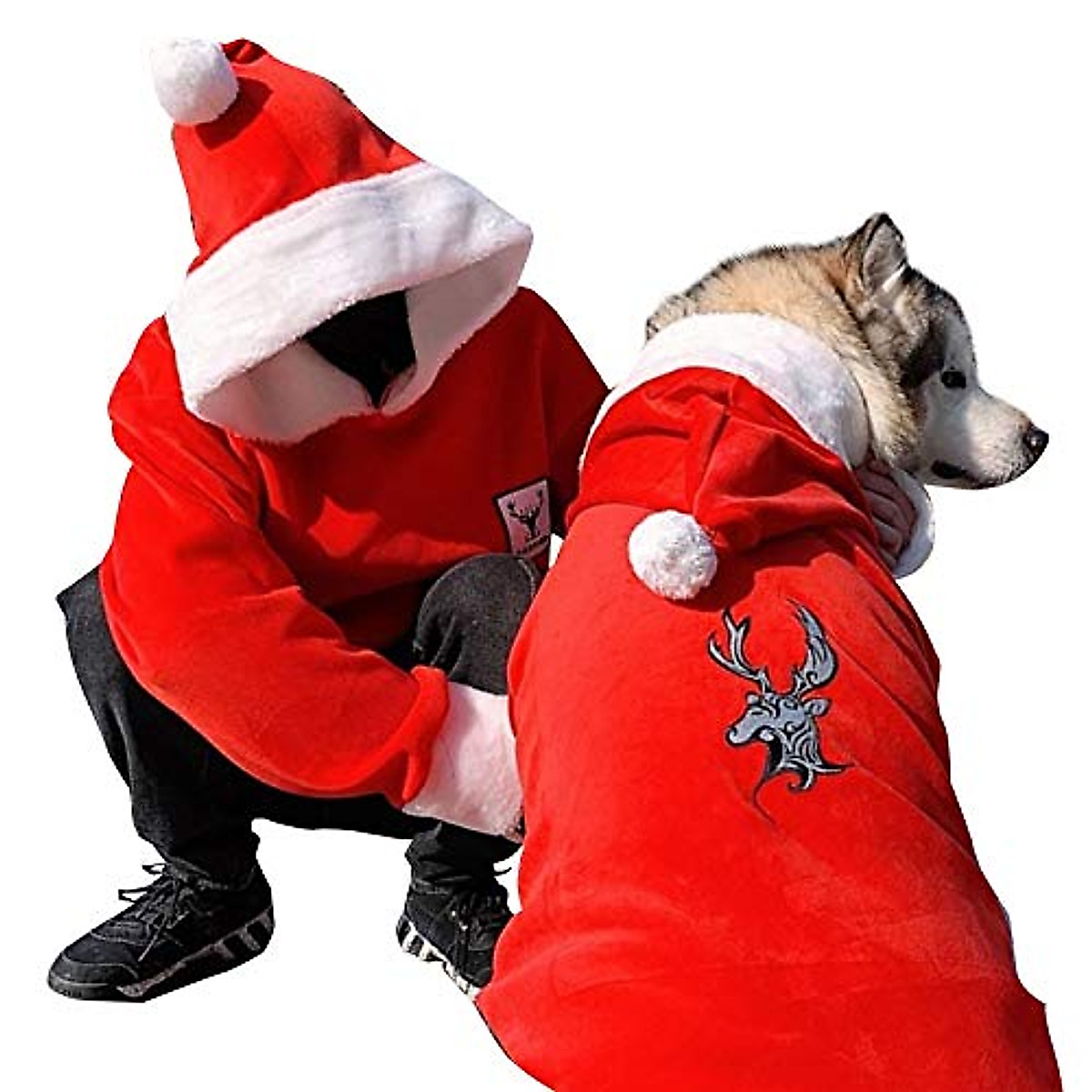 COUTUDI Dog Christmas Costume Dog Santa Claus Costume Dog Cat Christmas Holiday Outfit Pet Christmas Clothes (Men Size)