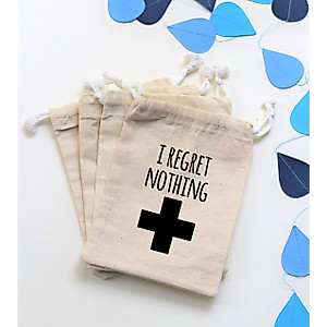 I Regret Nothing Hangover Kit | Bachelorette Party | Favor Hang over Gift Bags | Wedding Cotton Muslin with Drawstring Hangover | Bridal Shower Pouches | Bridemaid Pouches | Amenity Bags - 5*7 inch