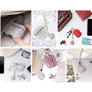 Luxurious Rhinestone AirPods Case, Protective Bling Diamonds AirPod Charging Protective Case Cover for Apple I10/I12 TWS (Silver with Keyring)