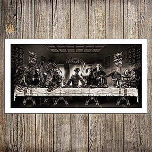 The Last Supper,Dark Evil Horror Spooky Creepy,Halloween,Wall Art Home Wall Decorations for Bedroom Living Room Oil Paintings IFUNEW Canvas Prints-1157 (Unframed,16x32inch)