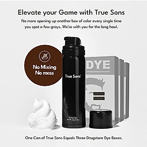 True Sons Hair Dye For Men And Beard Oil - Complete Hair, Beard and Mustache Kit For Natural Dark Brown Look. Instant Dye Booster Applicator For Grey Hair (1.75 oz Dark Brown), Daily Beard Oil (1 oz)