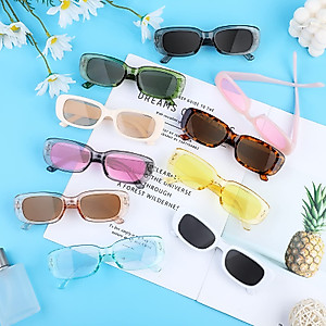 Aodaer 16 Pair Woman Small Rectangle Sunglasses Fashionable Wide Frame Sunglasses Retro Vintage Square Eyewear for Women Girls