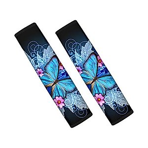 BIGCARJOB Universal Car Seat Belt Pads Cover,Classical Butterfly Print Seatbelt Shoulder Strap Covers Harness Pad for Womwen Girl