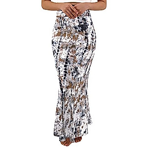 Novia's Choice Women Fashion Summer Fold Over High Waist Maxi Long Pencil Skirt(Graffiti) XXL