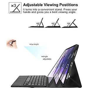 Nanhent Backlit Touchpad Keyboard Case for Samsung Galaxy Tab S8 Plus 2022 / S7 FE 2021 / S7 Plus 2020 12.4 Inch Tablet, Detachable Wireless Trackpad Keyboard & Slim PU Stand Cover with S Pen Holder