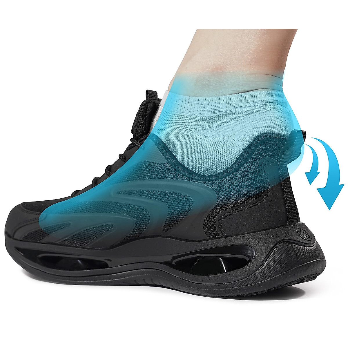 LARNMERN Steel Toe Shoes Men Breathable Work Sneakers Safety Lightweight Comfortable Tennis Shoe Indestructible Sneaker(9.5 Men, Black)