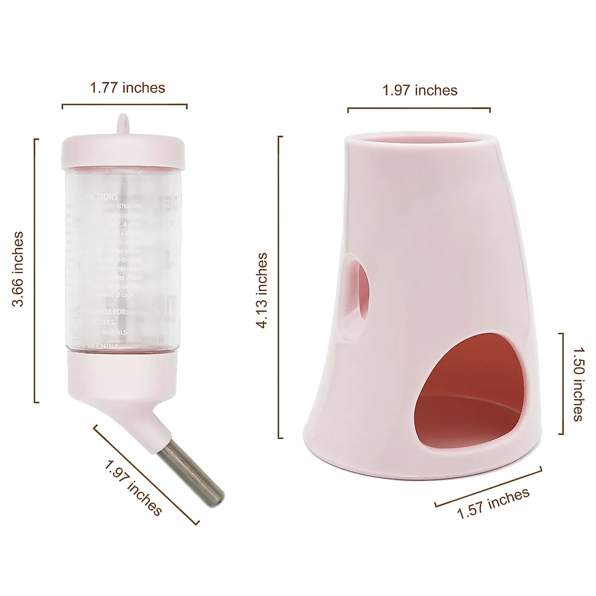 Hamster Water Bottle with Stand, Small Animal Water Dispenser, with Hideout Space, Leak-Proof, for Dwarf Hamsters