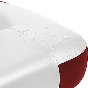 XGEAR Deluxe Low Back Boat Seat, Fold-Down Fishing Boat Seat (2 Seats) (White/Grey/Red)