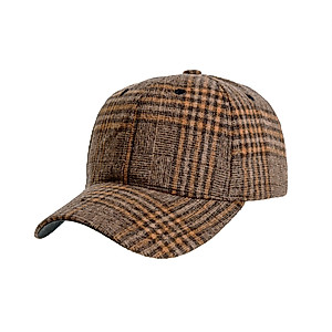 WITHMOONS Plaid Checked Baseball Cap Winter Soft Outdoor Dad Hat YZ10098 (Brown)