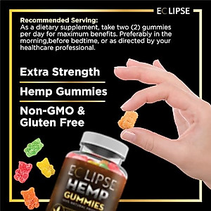 Eclipse Hemp Hemp Gummies - 36,000 MG (60 Count) - 600 MG Per Gummy Bear with Hemp Oil - Made in USA