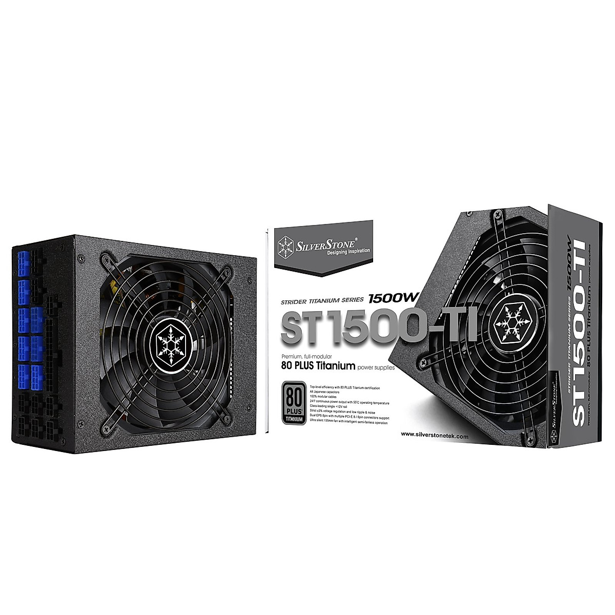Silverstone Strider ST1500-TI, 80 Plus Titanium 1500W Fully Modular ATX/PS2 Power Supply, SST-ST1500-TI