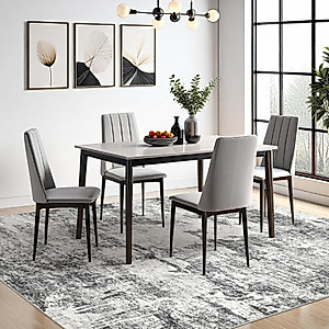 DMOYEST Living Room Area Rugs - 9x12 Abstract Large Soft Indoor Washable Rug Neutral Modern Low Pile Carpet for Bedroom Dining Room Farmhouse Home Office - Grey