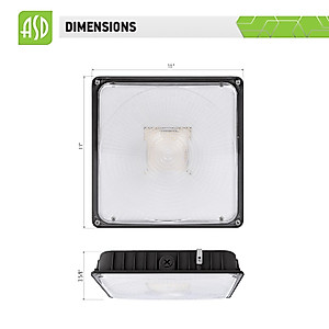 ASD LED Canopy Light 100W UL & DLC Listed, led Canopy Lights Outdoor and Indoor, Dimmable 0-10V, 12050lm, 5000K, 11"x11", 120-277V, IP65, -4℉—104℉, Brown