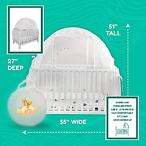 Golden Cherub Baby Crib Tent Toddler Bed Canopy Mosquito Net Baby Tent, Pop up Nursery Net, Playpen Protection Safety from Mosquito, White
