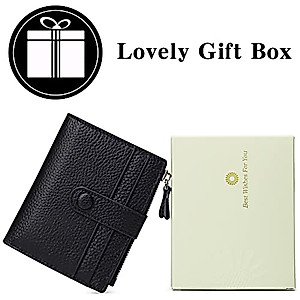 FALAN MULE Small Wallets for Women RFID Blocking Slim Bifold Leather Womens Wallet with Zipper Coin Purse