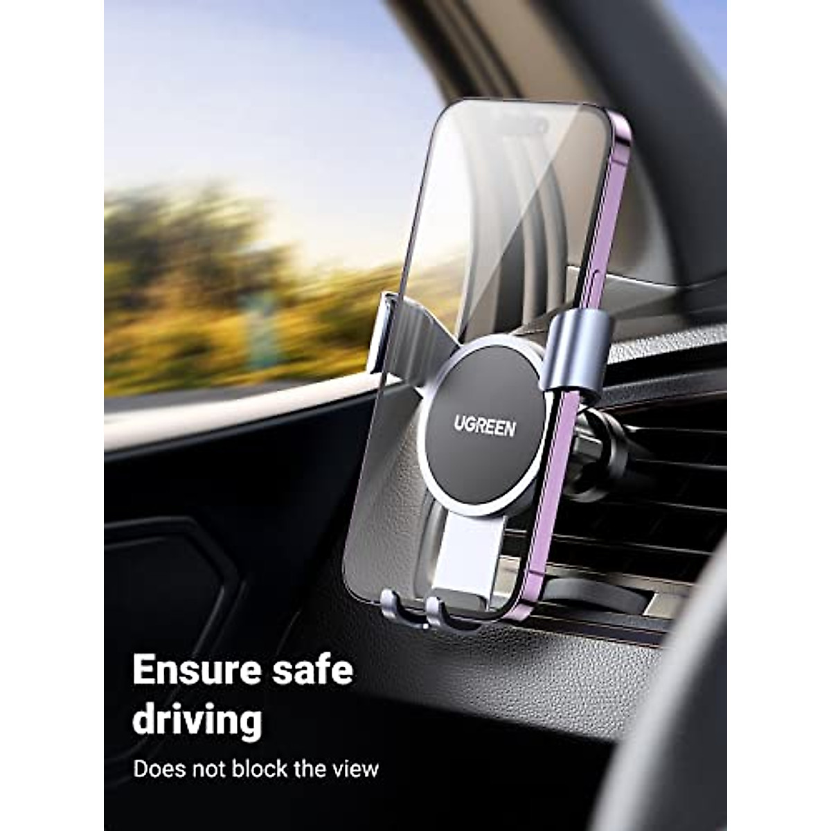 UGREEN Car Vent Phone Mount Gravity Phone Holder Car Air Vent Clip Mount Auto Lock Compatible with iPhone 14 Pro Max 14 Plus, iPhone 13 12 11 Pro Max XR XS 8 7 Plus SE, Samsung Galaxy S22 Smartphone