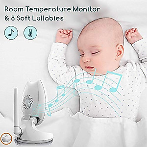 Video Baby Monitor with Camera and Audio, 4.3 inch Baby Monitor with Night Vision, 2-Way Audio Talk, Temperature Sensor, VOX Mode, 8 Lullabies, Long Range and High Capacity Battery, Ideal for New Moms