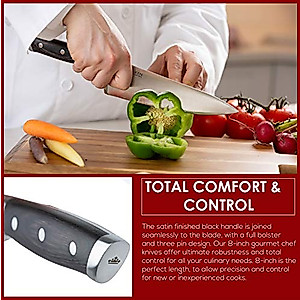 Saken 8-Inch Chef’s Knife - High-Carbon German Steel Chef Knife with Ergonomic Wooden Handles - Professional Multipurpose Kitchen Knife for Slicing, Chopping, Mincing, Deboning, And More