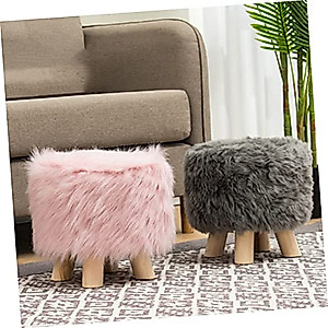 JEWEDECO Plush Footrest Stool Kitchen Step Stool Non-Slip Stool Floor Chair Stools Chairs for Dressers for Furry Floor Foot Rest Potty Training Stool Polyester
