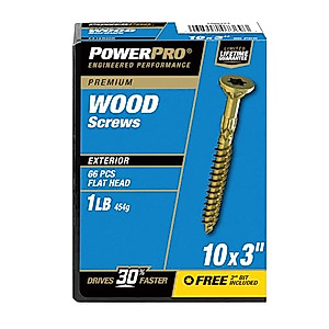 Power Pro Premium Exterior Wood Screws (#10 x 3") - 1lb Box
