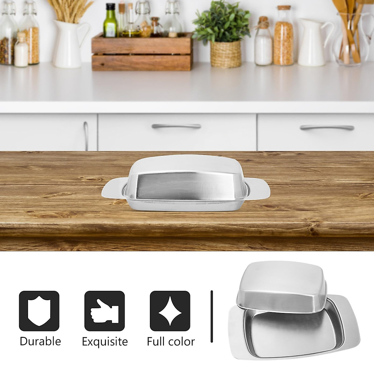 PACKOVE Stainless Steel Butter Box Butter Dish With Lid Stainless Steel Butter Tray Covered Butter Dish Metal Butter Dish Butter Holder Container Butter Keeper For Kitchen