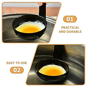 GRIRIW 3pcs Stainless Steel Egg Cooker Egg Poacher Egg Poaching Egg Shaper for Frying Pan Breakfast Griddle Egg Holder for Boiled Eggs Egg Maker Machine Egg Boiler for Eggs Egg Cup Black
