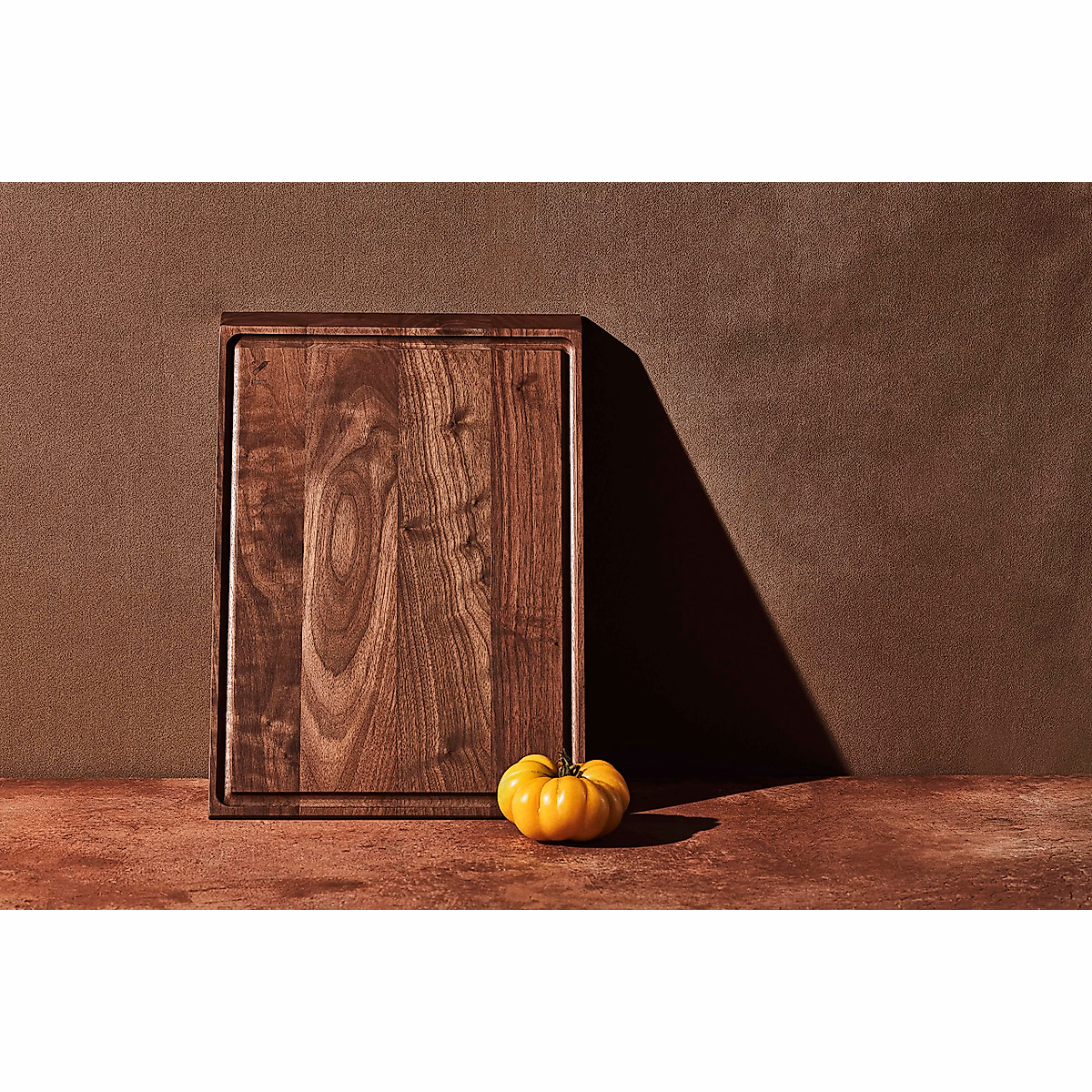 Material, The Angled Board Kitchen Cutting & Serving Board, Reversible Juice-Groove and Smooth Side, FSC-Certified Walnut, 17L x 12W