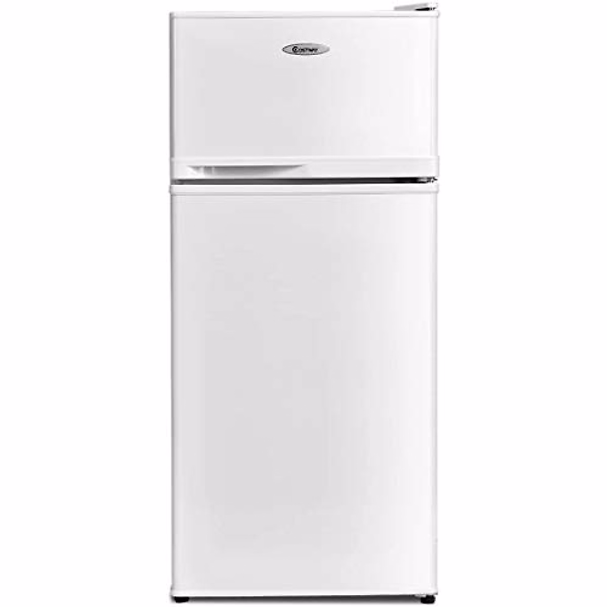 COSTWAY Compact Refrigerator, 3.4 Cu. Ft. Classic Fridge with Adjustable Removable Glass Shelves, Mechanical Control, Recessed Handle, Fridge Freezer for Dorm, Office, Apartment, White