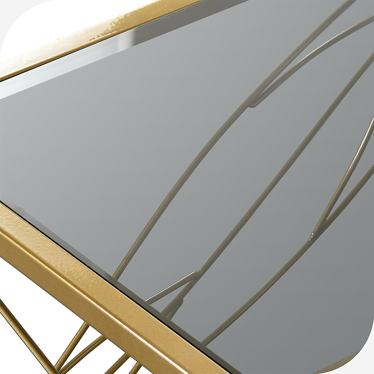 DWVO 48 Inch Marble Pattern Slate Coffee Table Modern Rectangle White and Gold Coffee Tables for Living Room