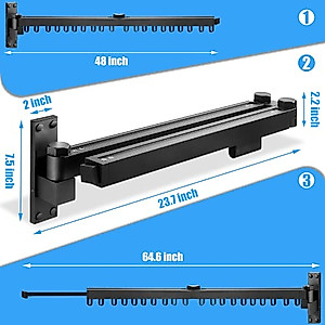 Bakala Wall Mounted Space-Saver Clothes Drying Rack, Retractable Fold Away Clothes Dry Racks, Easy to Install Design, Balcony, Mudroom, Bedroom, PoolArea(Black)