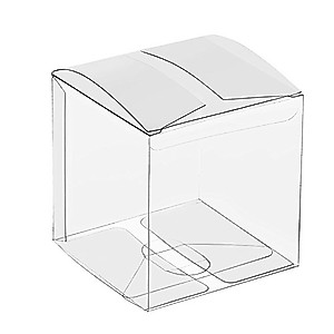 25/50/100 Packs Clear Gift Boxes, Clear PVC Plastic Boxes Transparent Packing Box Favor Square Boxes for Thanksgiving, Christmas, Wedding, Party, Birthday, Candy, Coffee & Tea, Jewelry