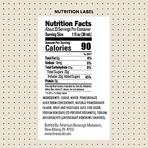 Finest Call Premium Pomegranate Syrup Drink Mix, 1 Liter Bottle (33.8 Fl Oz)