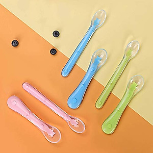Baby Infant Silicone Spoon First-Stage - Soft Training Spoons Utensils for Babies Solid Feeding, Self Feeding for Kids Toddlers Children 4 Months Led Weaning Gum-Friendly Great Gift Set 2 Pack (Blue)