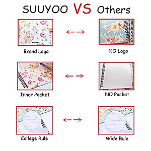 Spiral Notebooks 6 × 8 Inch, 4 Pack College Ruled Journals Cute Notebooks for Women, Hardcover Floral Notebooks School Supplies, Inner Pocket, 320 Sheets/640 Pages, A5 Size