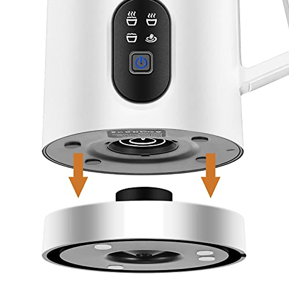Milk Frother, 4-in-1 Electric Milk Steamer, 10oz/290ml Automatic Hot and Cold Foam Maker and Milk Warmer for Latte, Cappuccinos, Macchiato, From the Makers of GOGENGEN Pot, White