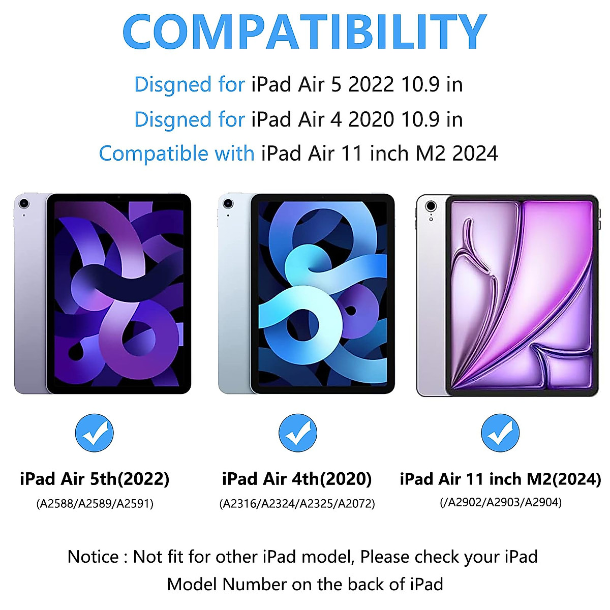 TaIYanG for iPad Air 11 inch M2 Case with Keyboard 10.9 inch for iPad Air 5 2022/iPad Air 4th Gen Keyboard Case with Pencil Holder, Wireless Keyboard for iPad Air 11 2024/iPad Air 5/4