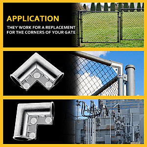 4 Pcs Chain Link Fence Gate Corner, 1-3/8" x 1-3/8" Aluminum Gate Corner Elbow with 12 Screws, Rust-Proof Chain Link Fence Fittings, 90° Gate Elbow Replacement for Outdoor Fence