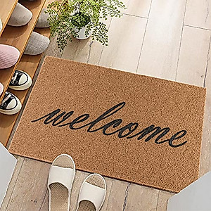 OurWarm Welcome Mats for Front Door, Entryway Welcome Doormat with Thickened Non-Slip PVC Backing for Outdoor and Indoor Use, 16 x 30 Inch Coir Layered Door Mats for Front Porch Farmhouse Decor
