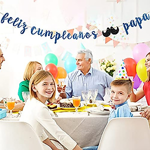 Dill-Dall Feliz Cumpleaños Papa Banner, Fiesta Theme Party Decorations, Dad Birthday Party Banner, Happy Birthday Banner for Men (Blue)