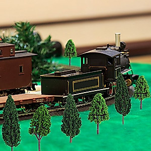 Bememo 22 Pieces Model Trees 1.18 - 6.29 Inch Mini Diorama Trees Mixed Model Tree Train Trees Miniature Forest Railroad Scenery Pine Trees Architecture Trees for DIY Scenery Landscape, Natural Green