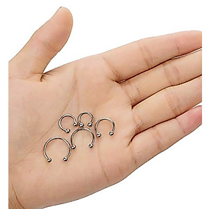 REVOLIA 30Pcs 16G 316L Stainless Steel Nose Rings Cartilage Ear Septum Piercings Helix Tragus Horseshoe 6-14mm