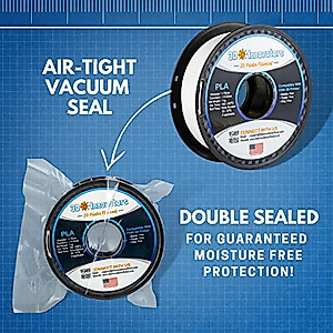 3D Innovators 3D Printer PLA Filament, 1.75mm, 1KG/2.2LB, Dimensional Accuracy +/- 0.02 mm (Real White) (Works with Lithophanes)