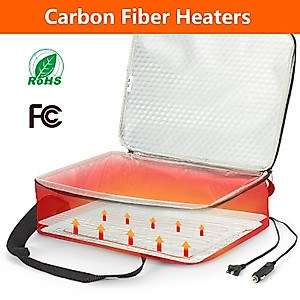 Food Warmer Electric Casserole Carrier - Large Heated Lunch Bag for Car Truck, 12V/24V/110V, Thermos for hot food for Potluck Cookouts Parties Picnic,Lasagna Lugger,Fits 9"x13" Baking Pan