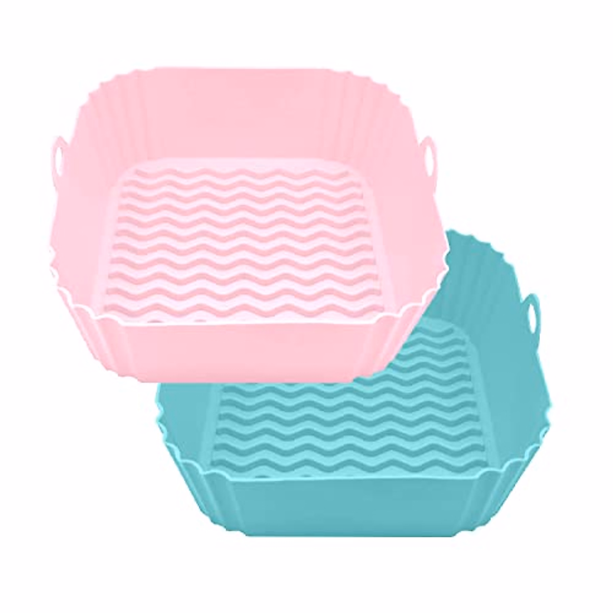 Umintzkss 2PCS Air Fryer Silicone Liners 8.5 inch, Reusable Air Fryer Liner Replacement for Paper Liner, Non-Stick Airfryer Liner Silicone, Multipurpose for Air Fryer, Oven, Steamer Pot (Pink, Blue)