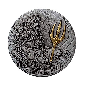 MKIOPNM Coin Collection Commemorative Coin Roman Empire Ancient Greek Poseidon Ni-Silver Commemorative Coin One Piece Trident Coin