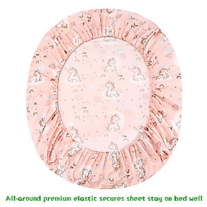 JSD Pink Unicorn Kids Sheet Set Twin Size, 3 Piece Girls Rainbow Printed Microfiber Bed Sheets Deep Pocket