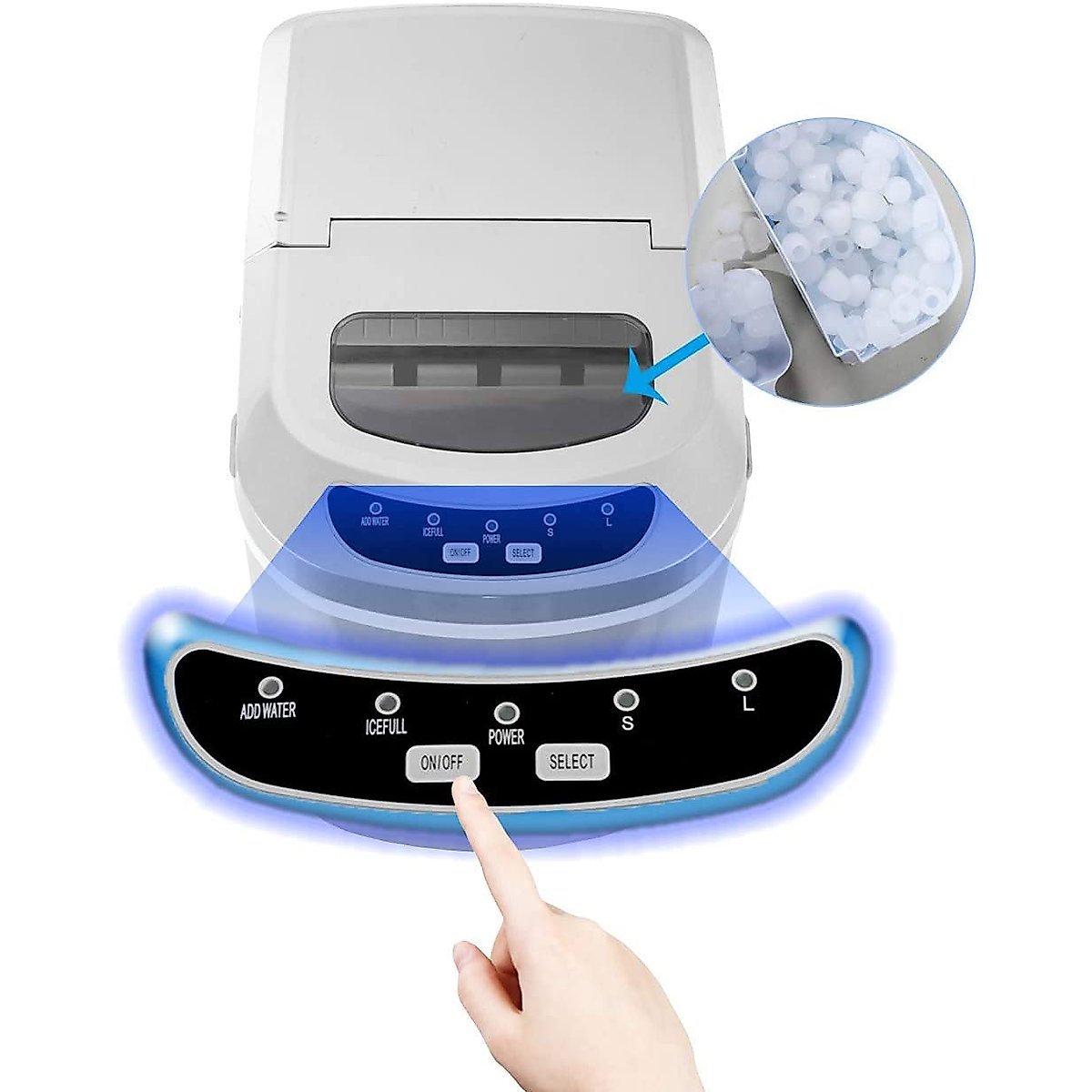 Countertop Ice Maker Nugget pebble Ice Maker Machine Portable Chewable Compact Mini Ice Chip Maker Nugget Machine Produce 26lbs per Day Bullet Soft Ice Cube Fruit Juice Ice, Silver SMETA