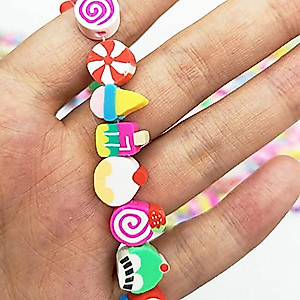 200pcs Clay Candy Beads Assorted Sweets Polymer Spacer Beads, Mixed Clay Lucky Candy Charms Kawaii Cute bonbons Fruits Beads for Nail DIY Bracelet Necklace Earring Hair Clip Accessories Making
