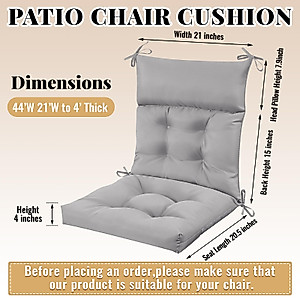 Sintuff 44 x 21 x 4 Patio Chair Cushions Outdoor Chair Cushions Seat/Back Tufted Pillow with Ties All Weather Replacement Indoor Patio Furniture Outdoor Furniture(Light Gray,4 Pcs)